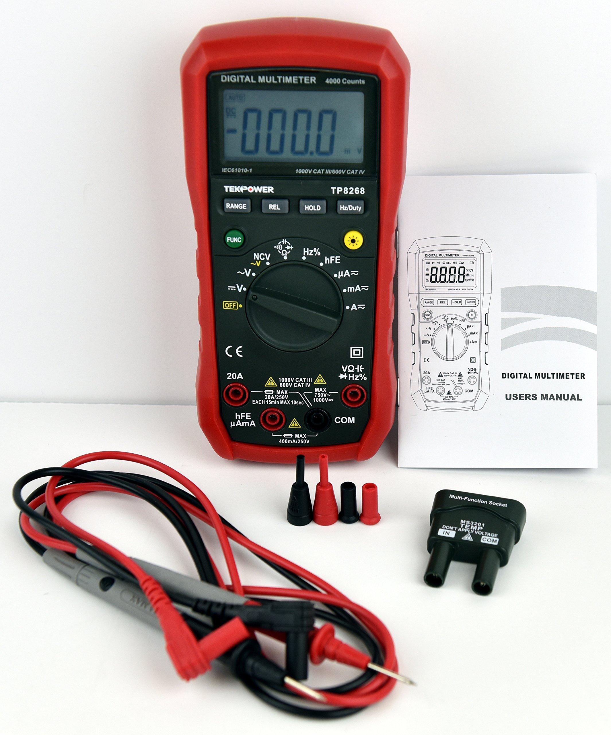 Tekpower TP8268 AC/DC Auto/Manual Range Digital Multimeter with NCV ...