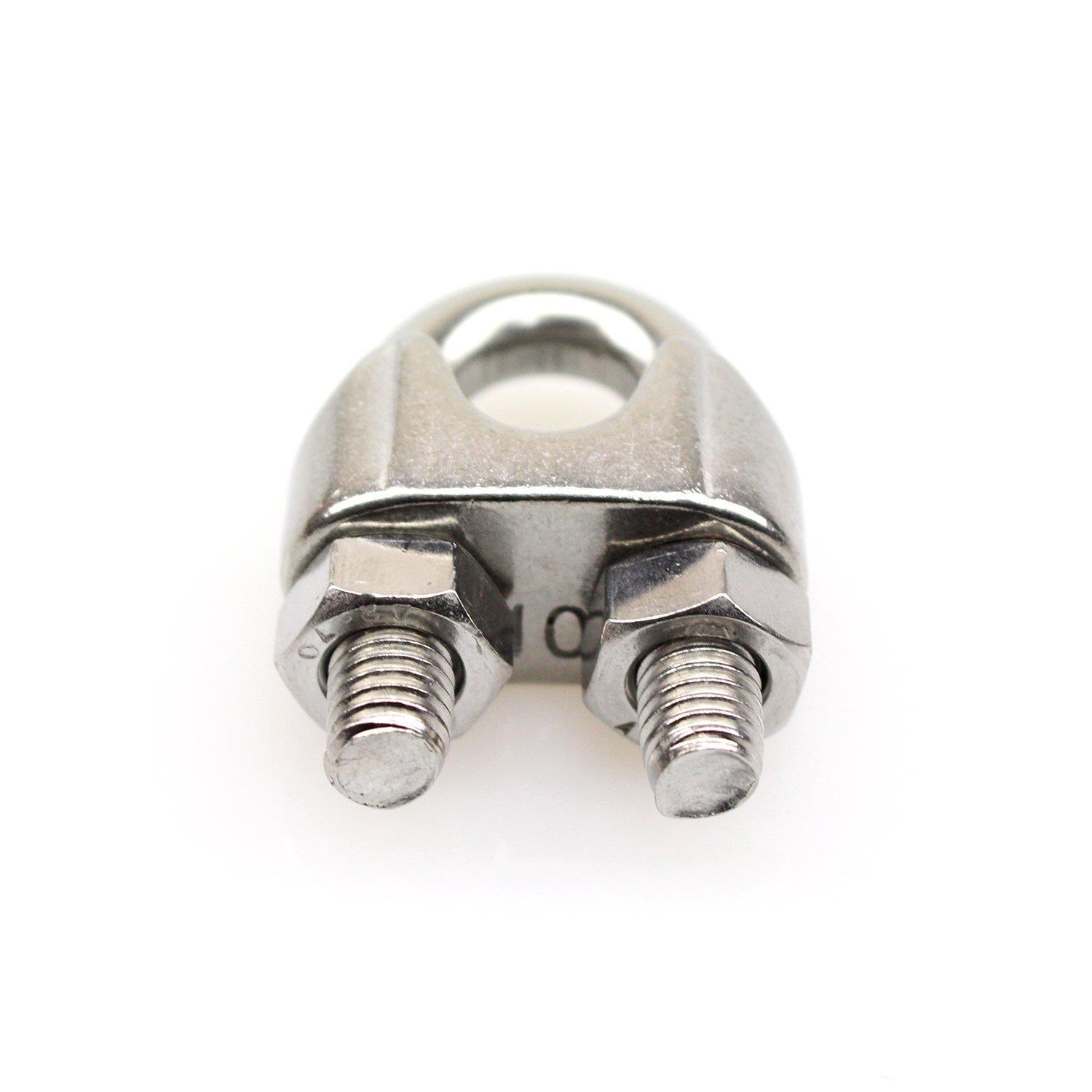 DYWISHKEY Pack of 4, 3/8 Inch M10 Stainless Steel Wire Rope Cable Clip ...